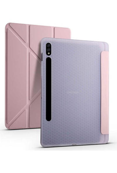 Canpay Samsung Galaxy T970 Uyumlu Kılıf Tab S7 Plus Candy-Pen Serisi Stand ve Kalem Bölmeli Rose Gold Canpay Samsung Galaxy T970 Uyumlu Kılıf Tab S7 Plus Candy-Pen Serisi Stand ve Kalem Bölmeli Rose Gold