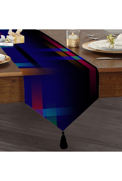 Realhomes Tasarım Dijital Baskılı Modern Püsküllü Şönil Üçgen Runner Realhomes Tasarım Dijital Baskılı Modern Püsküllü Şönil Üçgen Runner