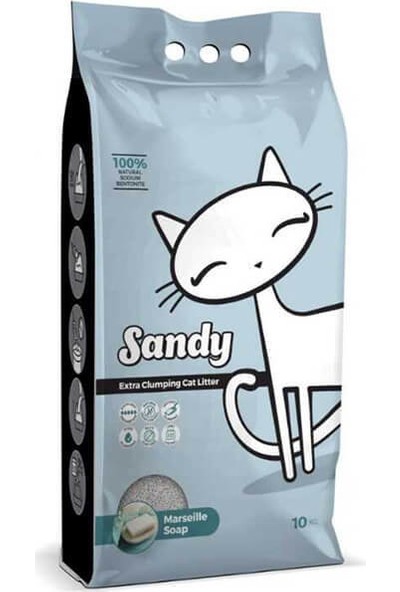 Sandy Sodyum Bentonit Ultra Topaklaşan Marsilya Sabunlu Doğal Kedi Kumu 10 kg Sandy Sodyum Bentonit Ultra Topaklaşan Marsilya Sabunlu Doğal Kedi Kumu 10 kg
