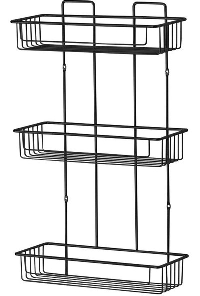 Okyanus Home Siyah 3 Katlı Sepetli Banyo Şampuanlık Rafı - 13X30 cm Okyanus Home Siyah 3 Katlı Sepetli Banyo Şampuanlık Rafı - 13X30 cm