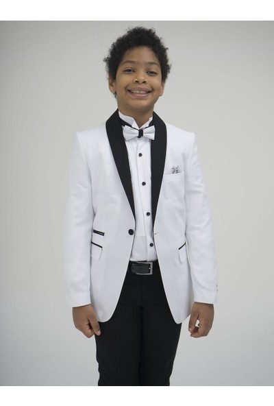 Tiga Kids Şal Yaka Beyaz Renk Erkek Çocuk Takım Elbise