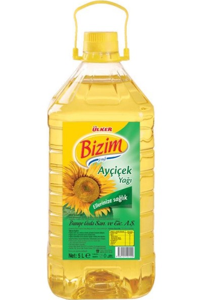 Bizim Ayçiçek Yağı 5 Lt Dar Ağız Pet