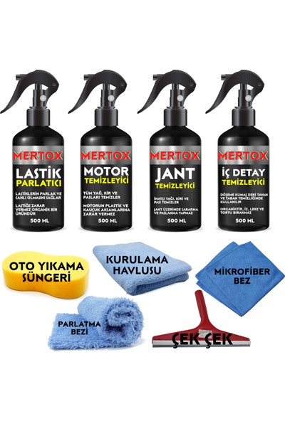Mertox Oto Temizlik ve Bakım Seti Motor Jant Iç Detay Temizleyici ve Lastik Parlatıcı 4X500ML Temizleme Solüsyon Bakım Koruma Mertox Oto Temizlik ve Bakım Seti Motor Jant Iç Detay Temizleyici ve Lastik Parlatıcı 4X500ML Temizleme Solüsyon Bakım Koruma