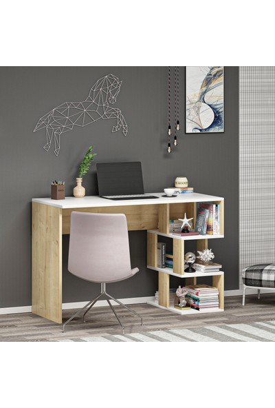 Cantek Dardanos Çalışma Masası Beyaz-Safir Meşe Cantek Dardanos Çalışma Masası Beyaz-Safir Meşe