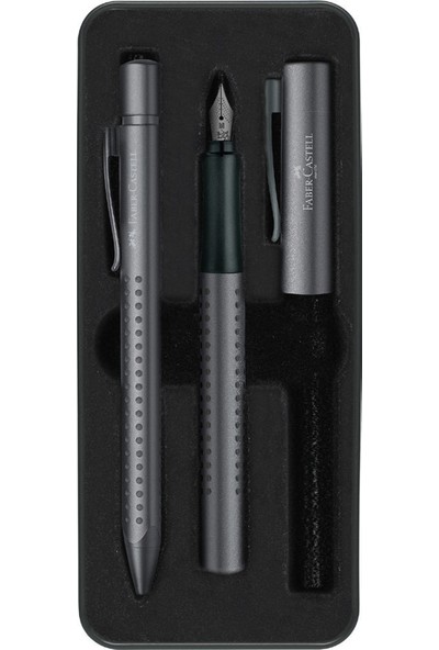 Faber-Castell Grip Dolma + Tükenmez Kalem Set Antrasit Faber-Castell Grip Dolma + Tükenmez Kalem Set Antrasit