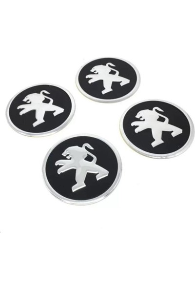 Parts Peugeot Jant Göbeği Etiket Yapıştırma Siyah Dörtlü Takım