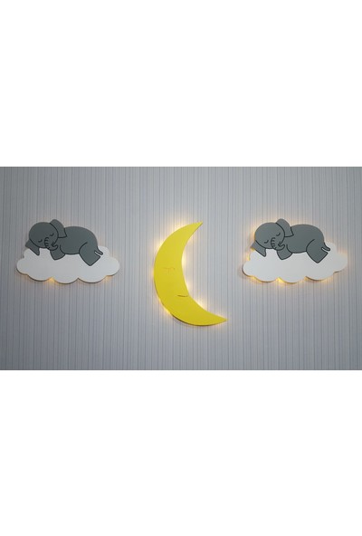 Wood 14 Dizayn Ahşap Çocuk Odası Fil Bulut Aydede Gece Lambası Wood 14 Dizayn Ahşap Çocuk Odası Fil Bulut Aydede Gece Lambası