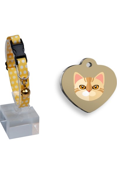 The Passage Desenli Zilli Ayarlanabilir Kedi Boyun Tasması 22-30 cm Sarı+Tekir Çelik Künye The Passage Desenli Zilli Ayarlanabilir Kedi Boyun Tasması 22-30 cm Sarı+Tekir Çelik Künye
