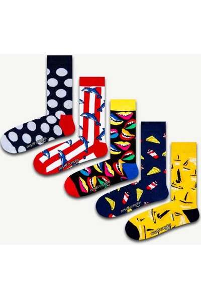 Neşeli Çoraplar 5'li Multicolored Mix Renkli Çorap Set Neşeli Çoraplar 5'li Multicolored Mix Renkli Çorap Set