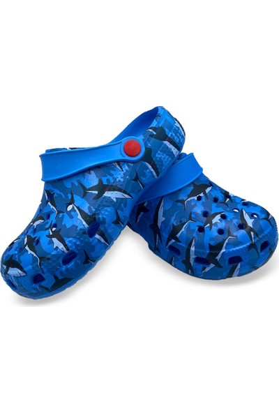 Akınalbella Erkek Çocuk Lacivert Köpek Balığı Tasarımlı Sandalet Terlik