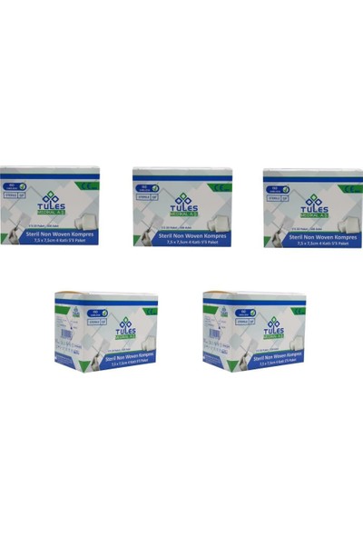 Tules 5 Li Steril Spanç Emici Kompres 7,5 x 7,5cm 500 Adet Tules 5 Li Steril Spanç Emici Kompres 7,5 x 7,5cm 500 Adet