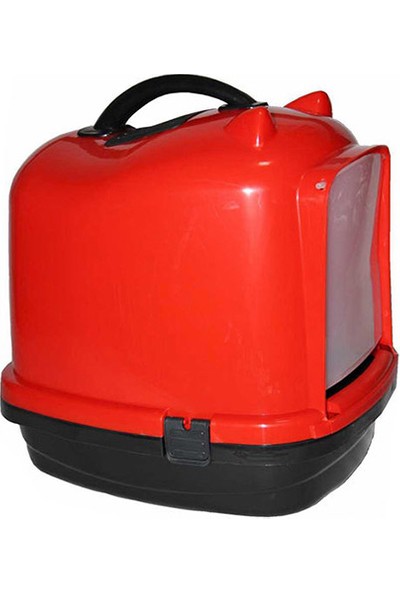 Leo's Pet Style Comfort Kapalı Kedi Tuvaleti Kırmızı