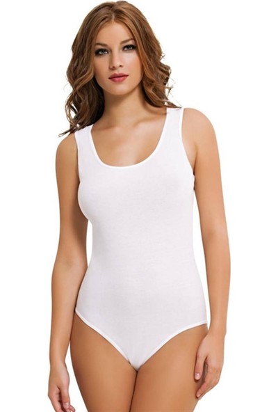 Tutku Kalın Askılı Kadın Çıtçıtlı Bady 149 | Beyaz