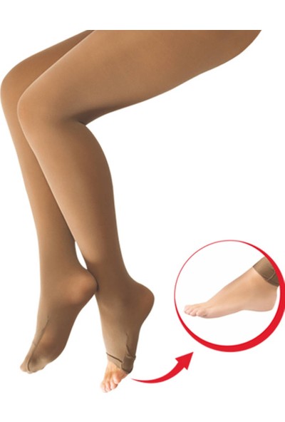 Dore Burnu Açılabilen Abdest Külotlu Çorap | Ten