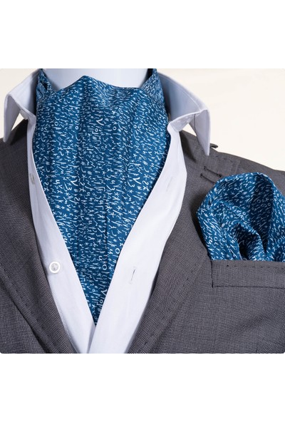 Exve Exclusive Mavi Üzerine Eski Bosna Harf Baskılı Fular Mendil Seti Exve Exclusive Mavi Üzerine Eski Bosna Harf Baskılı Fular Mendil Seti
