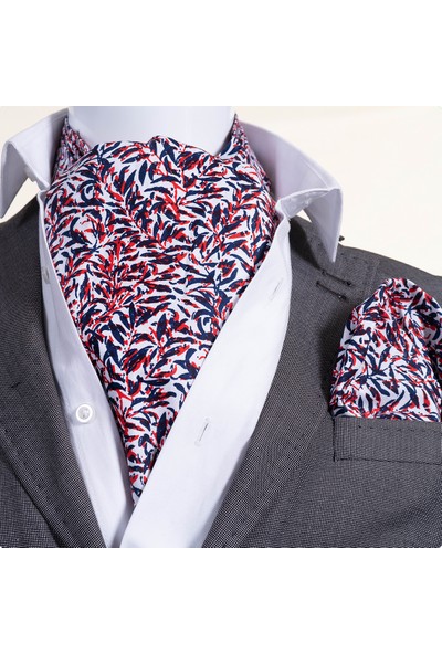 Exve Exclusive Kırmızı Lacivert Yaprak Baskılı Fular Mendil Seti Exve Exclusive Kırmızı Lacivert Yaprak Baskılı Fular Mendil Seti