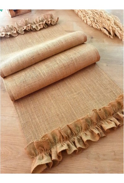 Eae Sanat Fırfırlı Hasır Runner Jüt