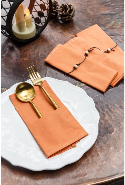 Eae Sanat 8'li Orange Organik Kumaş Servis Sunum Peçetesi Eae Sanat 8'li Orange Organik Kumaş Servis Sunum Peçetesi