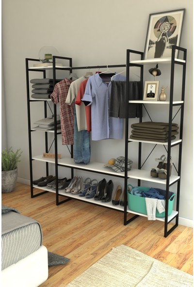 Mobitopya Nilamu Elbise Dolabı / Metal Aksamlı / Antrasit Gri / Açık Dolap / Organizer / Askılık Mobitopya Nilamu Elbise Dolabı / Metal Aksamlı / Antrasit Gri / Açık Dolap / Organizer / Askılık