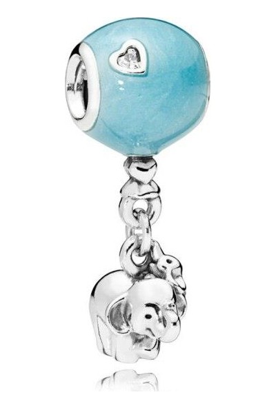 Mimoza Fil ve Mavi Balon Pandora Bilek Için Gümüş Charm