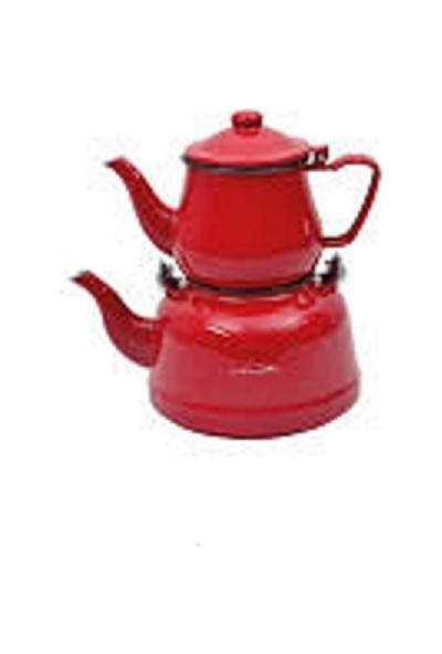 Nurgaz Campout Emaye Çaydanlık Seti Kırmızı