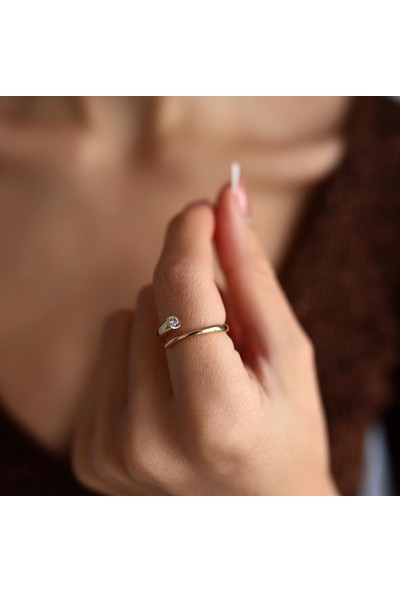 Çağdaş Kuyumculuk Tek Taşlı Sarmaşık Yüzük