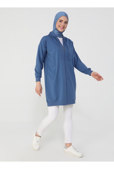 Fermuarlı Spor Kap - Açık Lacivert - Refka Basic