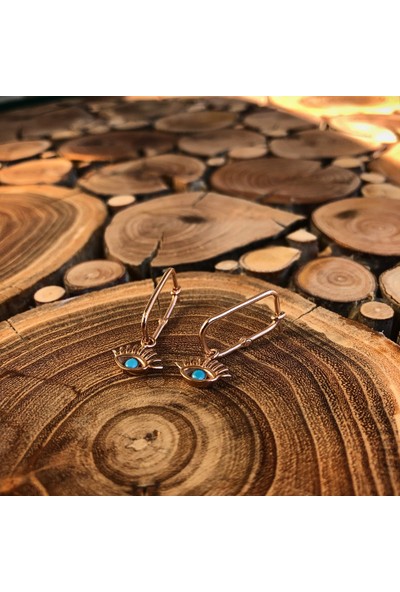 Çağdaş Kuyumculuk Firuzeli Nazar Gözü Küpeler Çağdaş Kuyumculuk Firuzeli Nazar Gözü Küpeler