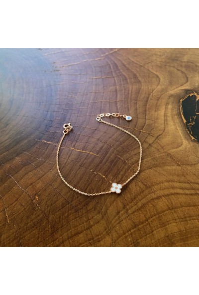 Çağdaş Kuyumculuk Beyaz Mineli Italyan Yoncası Force Bileklik