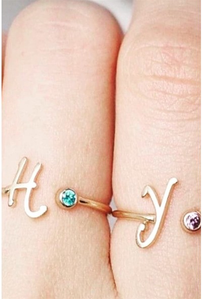 Aykan Kuyumculuk Yakut-Akuamarin Taş Harf Minimal Yüzük - AK0517 Aykan Kuyumculuk Yakut-Akuamarin Taş Harf Minimal Yüzük - AK0517