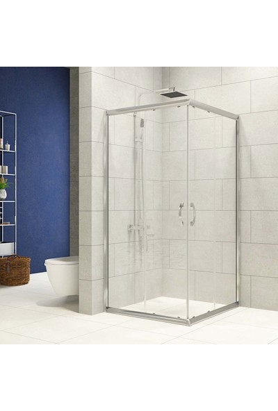 Durul Duşakabin 120X120 Parlak Profil 5mm Şeffaf Cam - Duş Teknesiz H:190 cm
