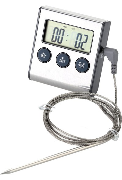 Wozlo Dijital Alarmlı Fırın Et Barbekü Gıda Pişirme Termometresi 1,8 cm