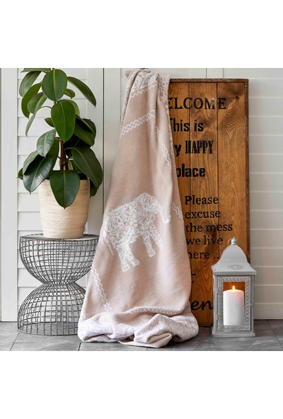 Karaca Home Festival Bej Çift Kişilik Pamuk Battaniye Karaca Home Festival Bej Çift Kişilik Pamuk Battaniye