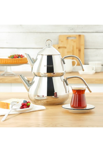 Emsan Antara Mini  İndüksiyon Tabanlı Çaydanlık Takımı Emsan Antara Mini  İndüksiyon Tabanlı Çaydanlık Takımı