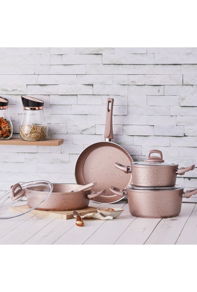 Emsan Arven 7 Parça Pink Granit Tencere Seti Emsan Arven 7 Parça Pink Granit Tencere Seti