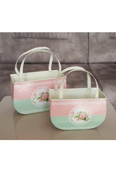 Moda Feneri 2li Metal Çanta Çiçeklik Moda Feneri 2li Metal Çanta Çiçeklik