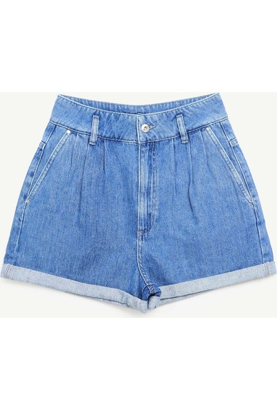 Yargıcı Yüksek Bel Denim Şort