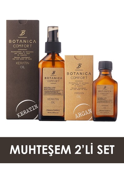 Botanıca Comfort Onarıcı Saç Bakım Seti Keratin Yağı 100 ml + Argan Yağı 2'li Set 30 ml Botanıca Comfort Onarıcı Saç Bakım Seti Keratin Yağı 100 ml + Argan Yağı 2'li Set 30 ml