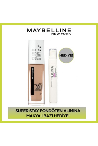 Superstay Active Wear Fondöten 07 Classic Nude + Superstay Makyaj Bazı