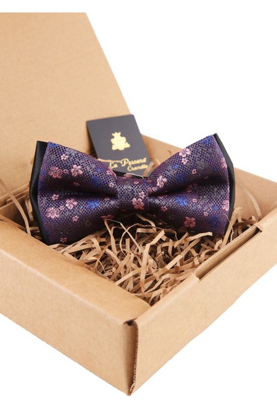 Kravatkolik Mürdüm Çiçek Desen Papyon P1542