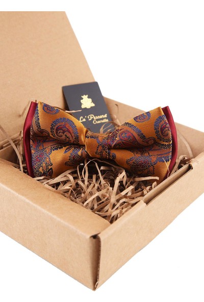 Kravatkolik Safran Şal Desen Papyon P1553