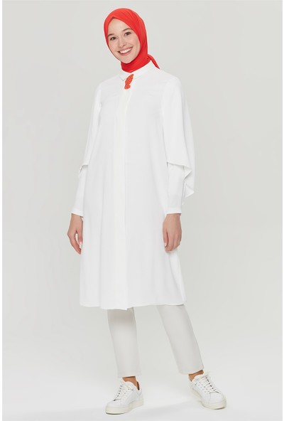 Armine Kol Volan Detaylı Tunik 21Y4360 Ekru
