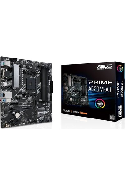 Asus PRIME A520M-A II AMD B520 4800MHz DDR4 mATX Anakart Asus PRIME A520M-A II AMD B520 4800MHz DDR4 mATX Anakart
