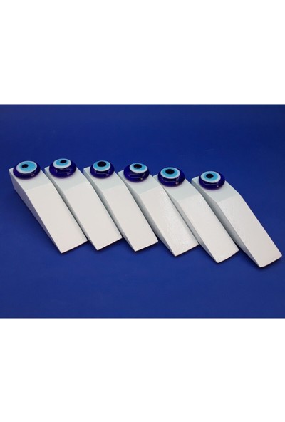 Lira 6 Adet Nazar Boncuklu Beyaz Ahşap Kapı Stoperi Lira 6 Adet Nazar Boncuklu Beyaz Ahşap Kapı Stoperi