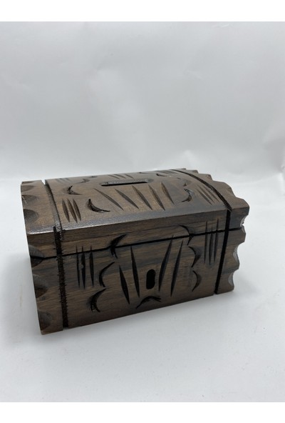 Myk Ceviz Işlemeli Oyma Dekoratif Sandık Kumbara Kilitli Myk Ceviz Işlemeli Oyma Dekoratif Sandık Kumbara Kilitli