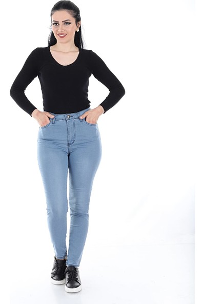 Aydınca Kadın Dar Paça Likralı Yumuşak Kumaş Kot Pantolon (Açık Mavi) Aydınca Kadın Dar Paça Likralı Yumuşak Kumaş Kot Pantolon (Açık Mavi)