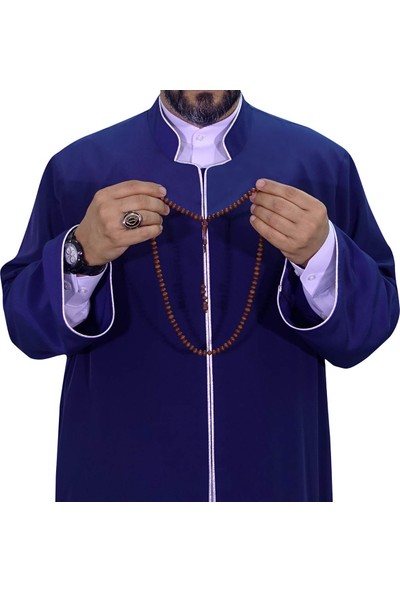 Akıncı Tekstil Hakim Yaka Lacivert Cübbe Gümüş Biyeli Akıncı Tekstil Hakim Yaka Lacivert Cübbe Gümüş Biyeli