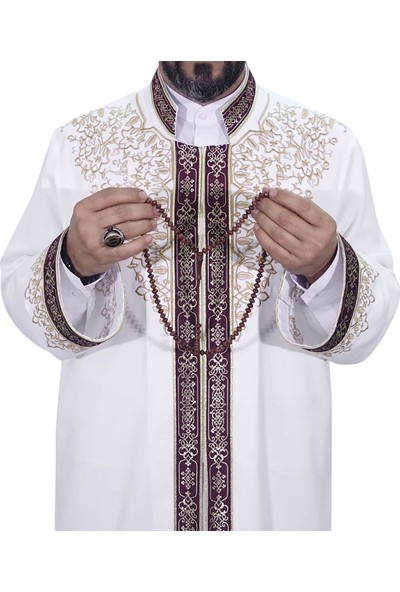Akıncı Tekstil Şehzade Nakışlı Imam Cübbesi Krem Lüks Akıncı Tekstil Şehzade Nakışlı Imam Cübbesi Krem Lüks