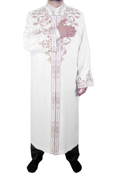 Akıncı Tekstil Imam Cübbesi Çelebi Krem Gold Nakışlı