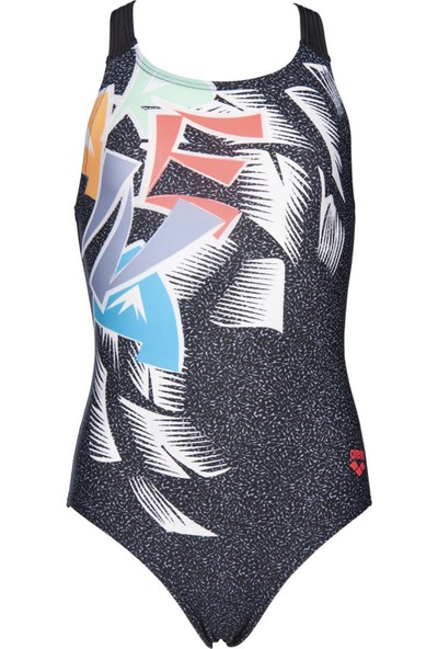 Arena G Funny Letters Jr V Back One Piece Çocuk Siyah Yüzücü Mayosu 002880540